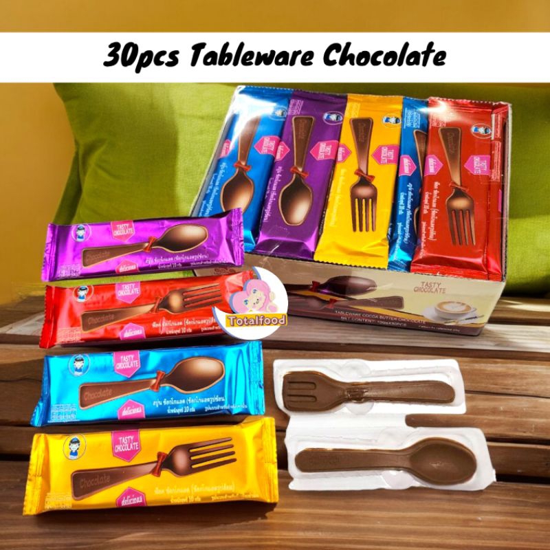 30pcs x 10g Tableware Chocolate Cocoa Butter Flavour spoon and fork ...