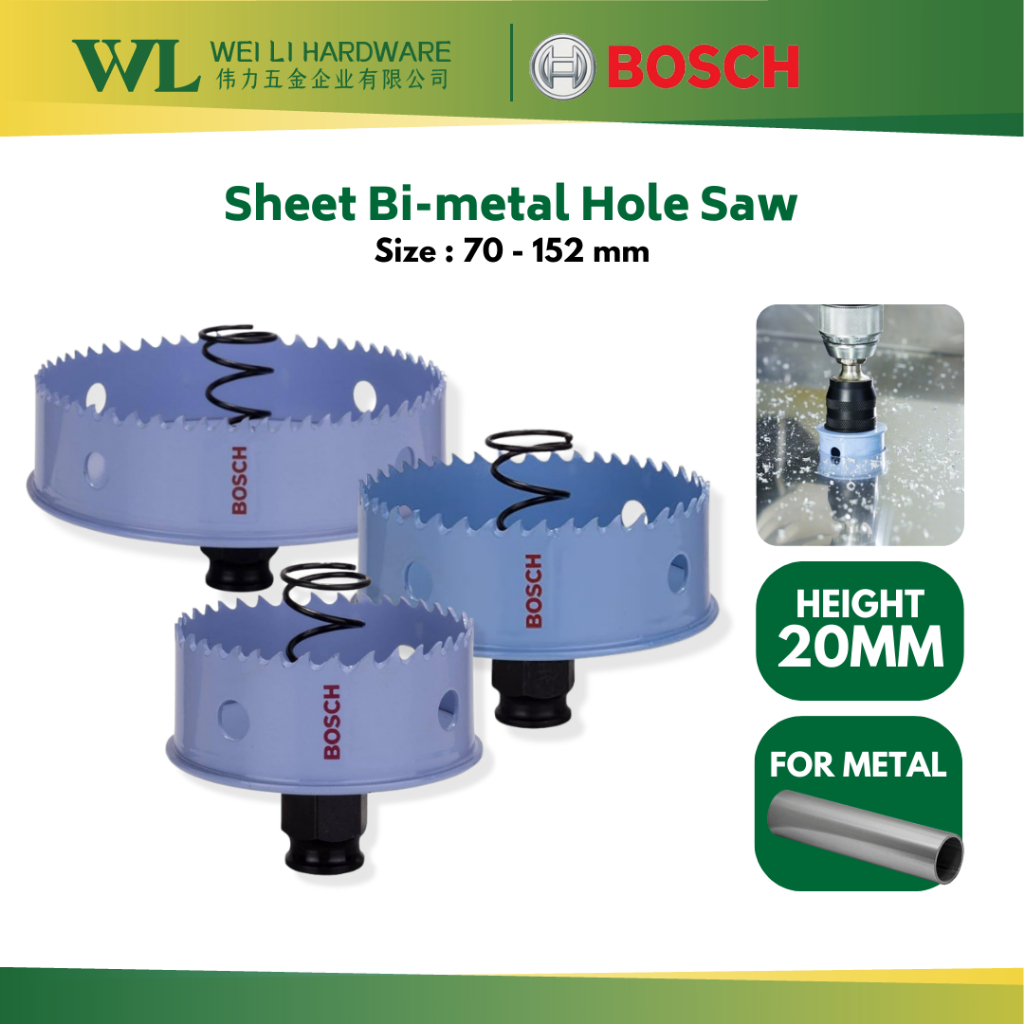 BOSCH 70mm-152mm Sheet Metal Bi-metal Hole Saw / mata korek lubang ...