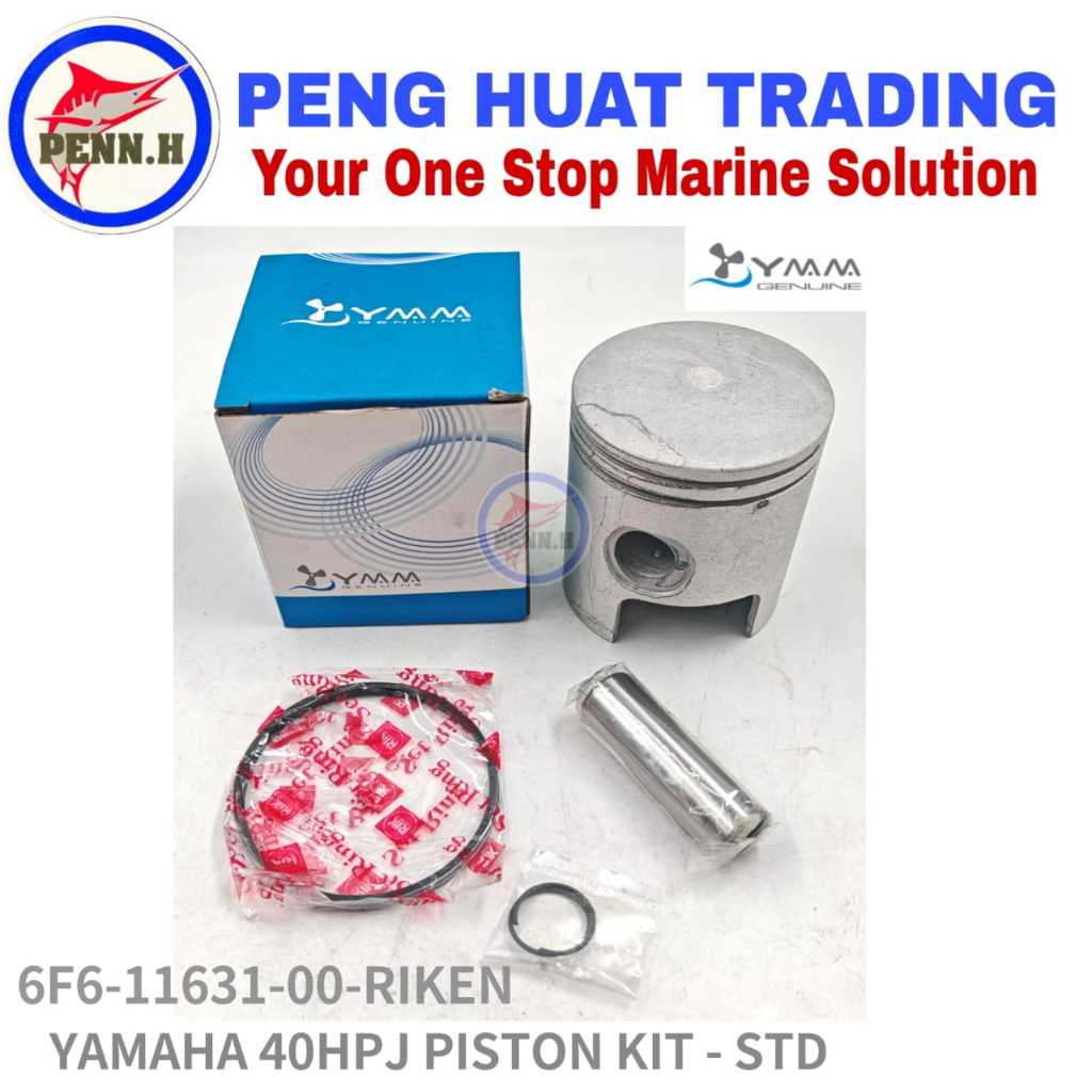 YMM Genuine YAMAHA 40HPJ 2 Stroke Piston STD 6F6-11631-00-RIKEN ( STD ...