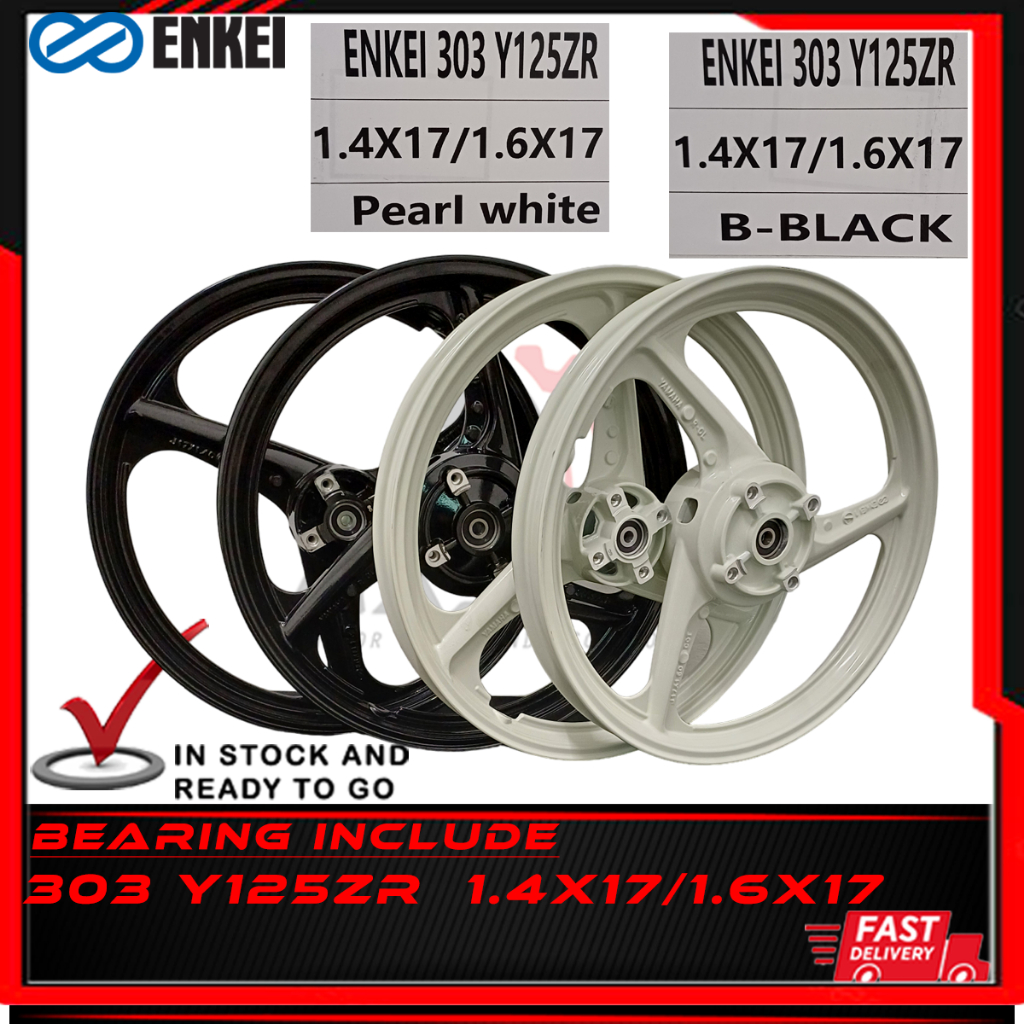 SPORT RIM ENKEI 3 BATANG FULL CHOP Y125ZR KILAT HITAM PUTIH 303 3L BRIGHT BLACK WHITE Cast Wheel ...