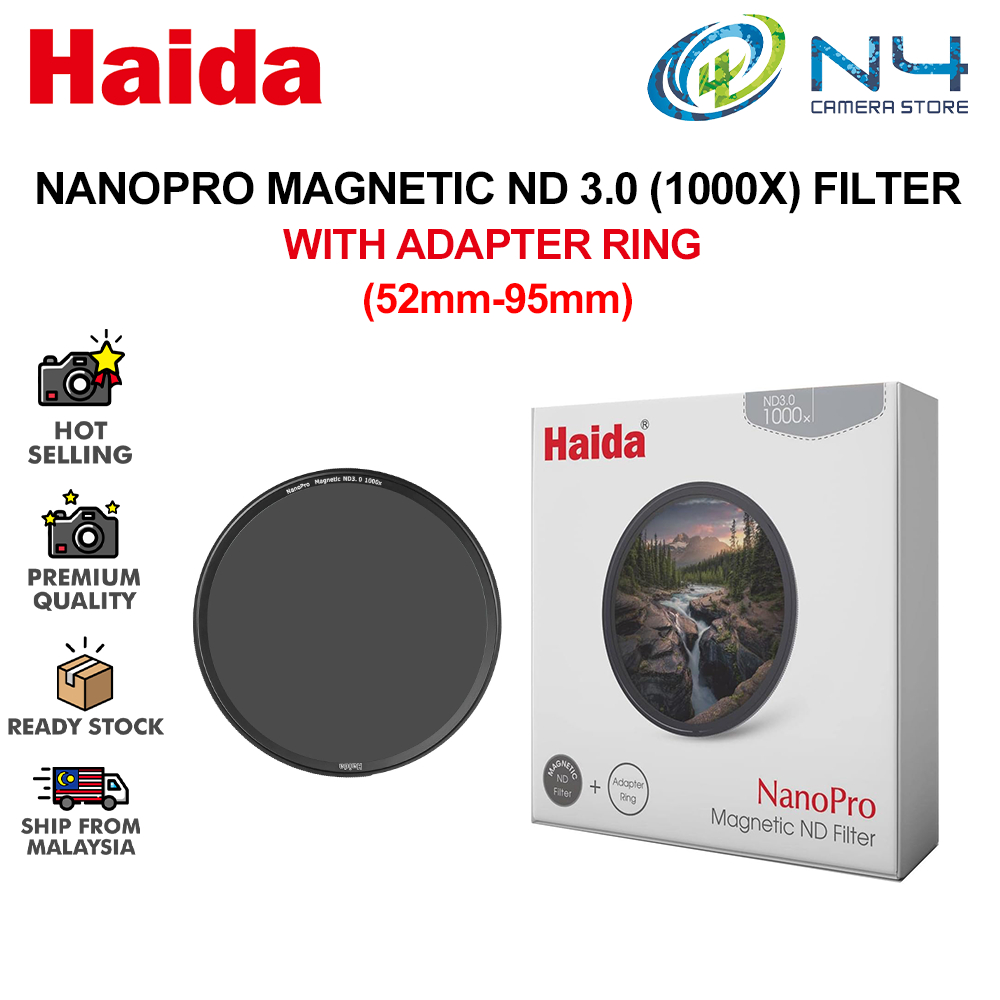 Haida NanoPro Magnetic ND 3.0 (1000x) Filter with Adapter Ring (52mm-92mm) | Shopee Malaysia