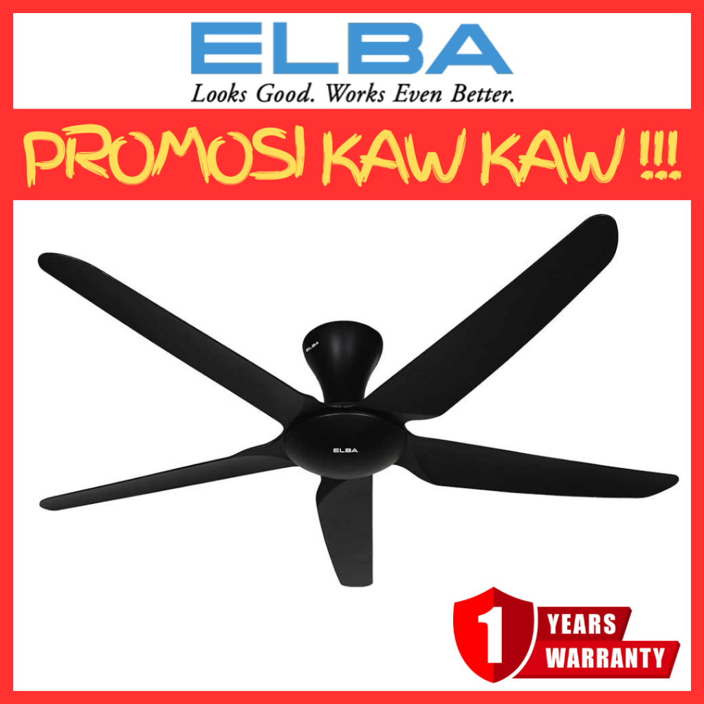 ELBA DC Motor Ceiling Fan 56" LUNA ECF-N5610(BK) - 5 ABS Blades - DC ...
