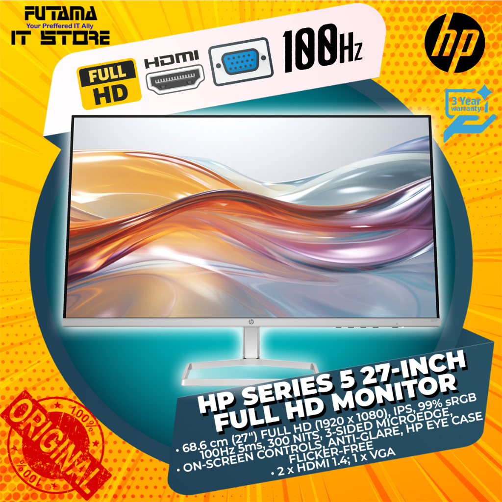 HP Series 5 27 inch FHD Monitor - 27" FHD (1920x1080@100Hz, 5ms), Flat ...