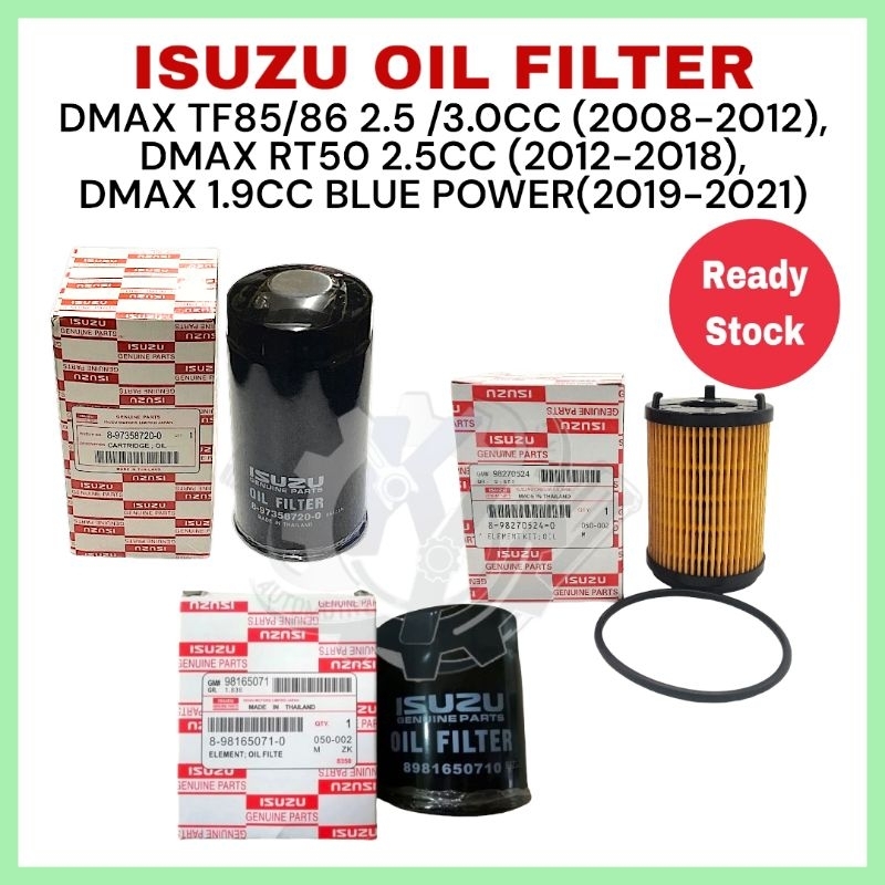 ISUZU D-MAX OIL FILTER DMAX 1.9CC BLUE POWER 2019-> RT50 2.5CC (2012 ...