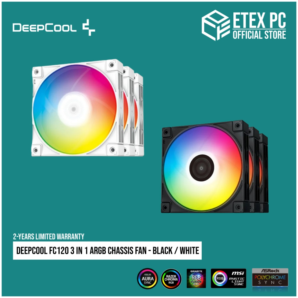 DeepCool FC120 3 In 1 ARGB Chassis Fan - Black / White # R-FC120-BKAMN3 ...