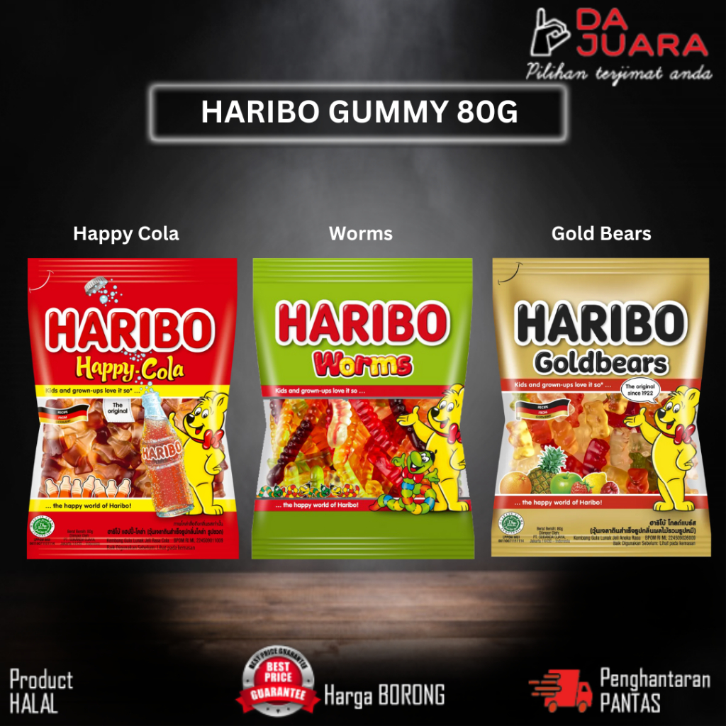 Haribo Gummy Candy 80g (Happy Cola / Worms / Gold Bears) | Shopee Malaysia