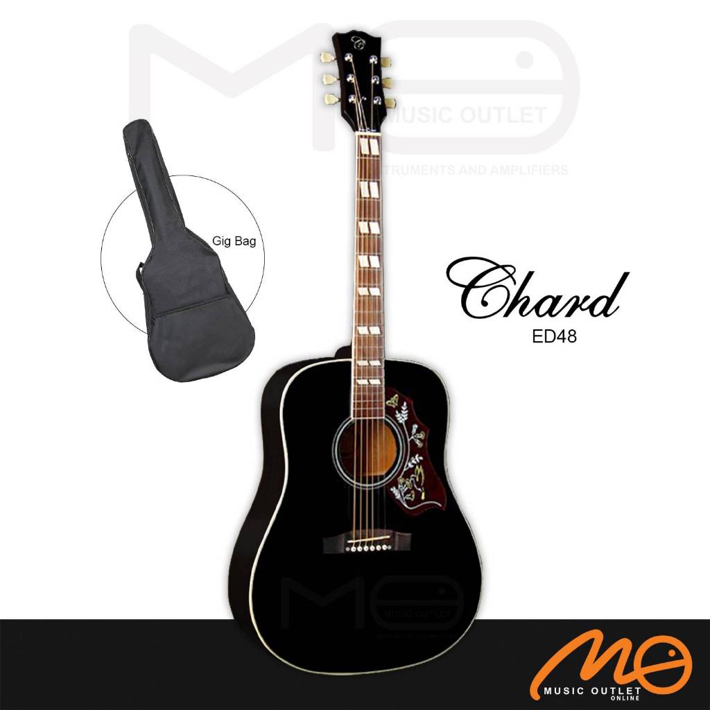 CHARD ED48 41" ACOUSTIC GUITAR (BLACK GLOSSY) | Shopee Malaysia
