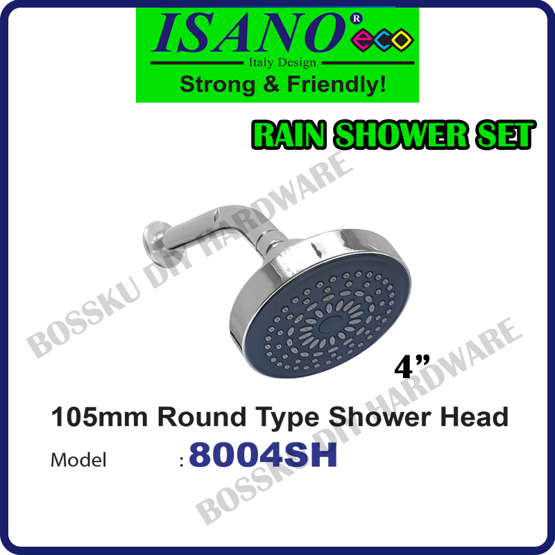 ISANO Nano Black Rain Shower Head Round Square 8 Type Rainfall 1/2 ...