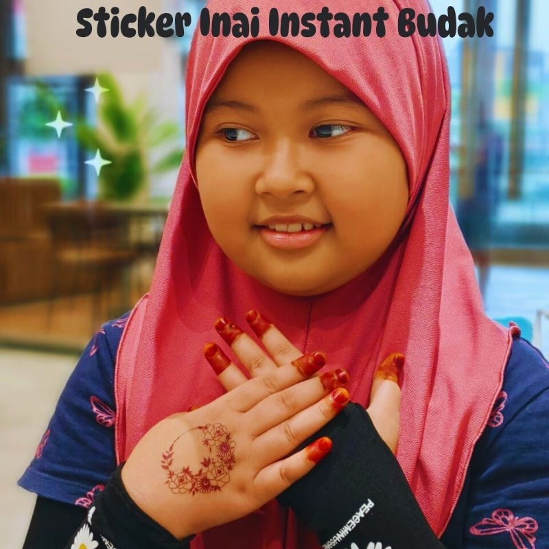Sticker Henna Instant Design For Kids Stiker Inai Maroon Waterproof ...