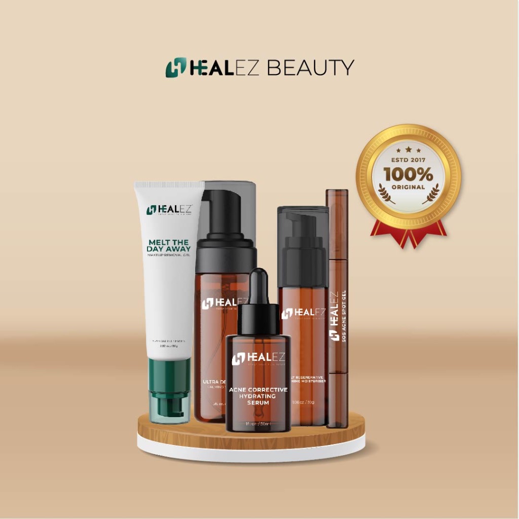 HEALEZ Complete Set - Cleanser 150ml, Serum 30ml, Moisturiser 30g & SOS ...