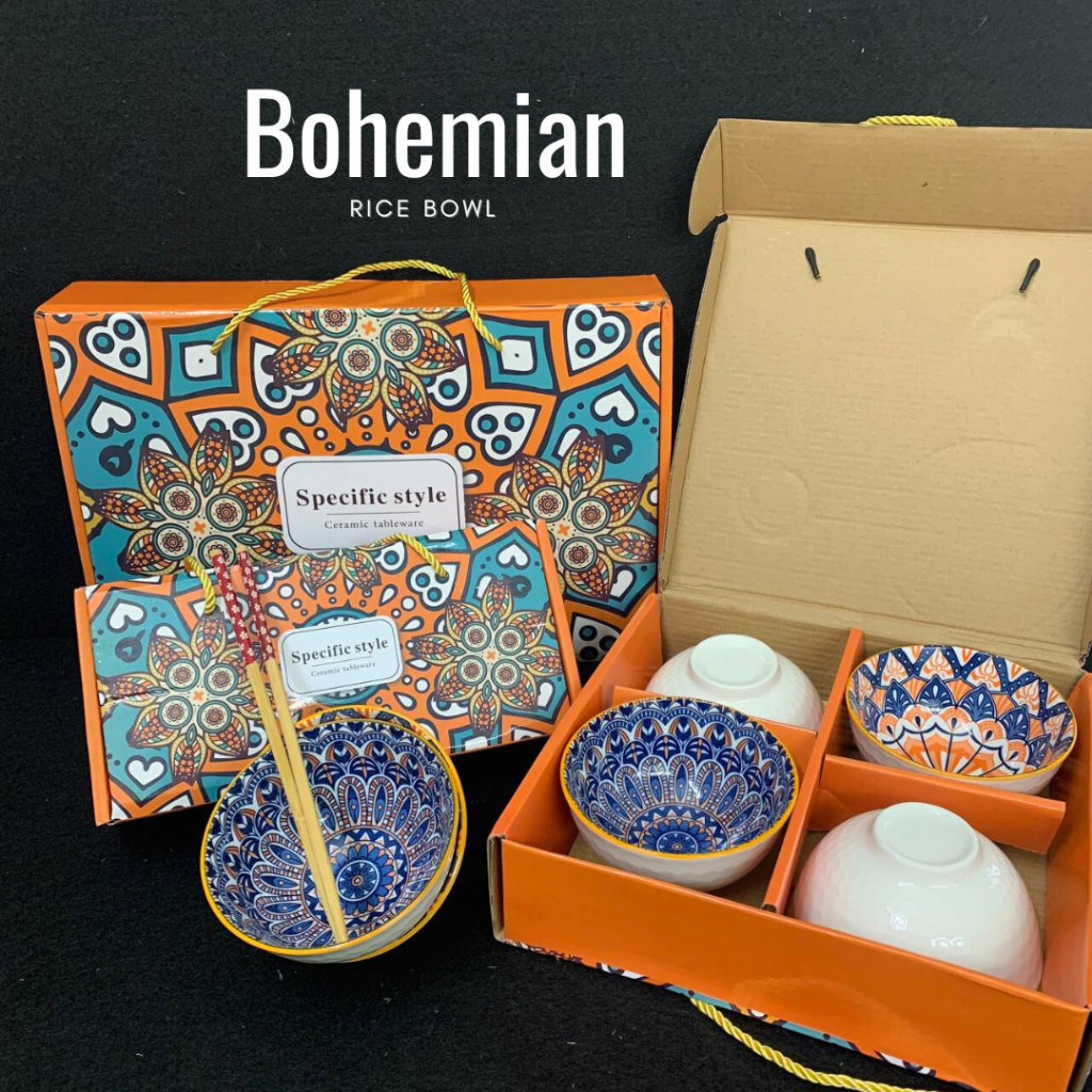 Bohemian Style Rice Bowl Porcelain Bowl Ceramic Bowl Mangkuk Keramik ...