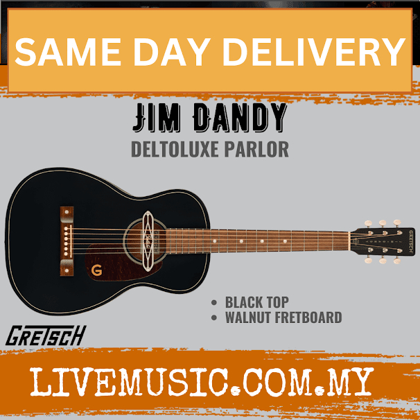Gretsch Jim Dandy Deltoluxe Parlor Acoustic-Electric Guitar - Black | Shopee Malaysia