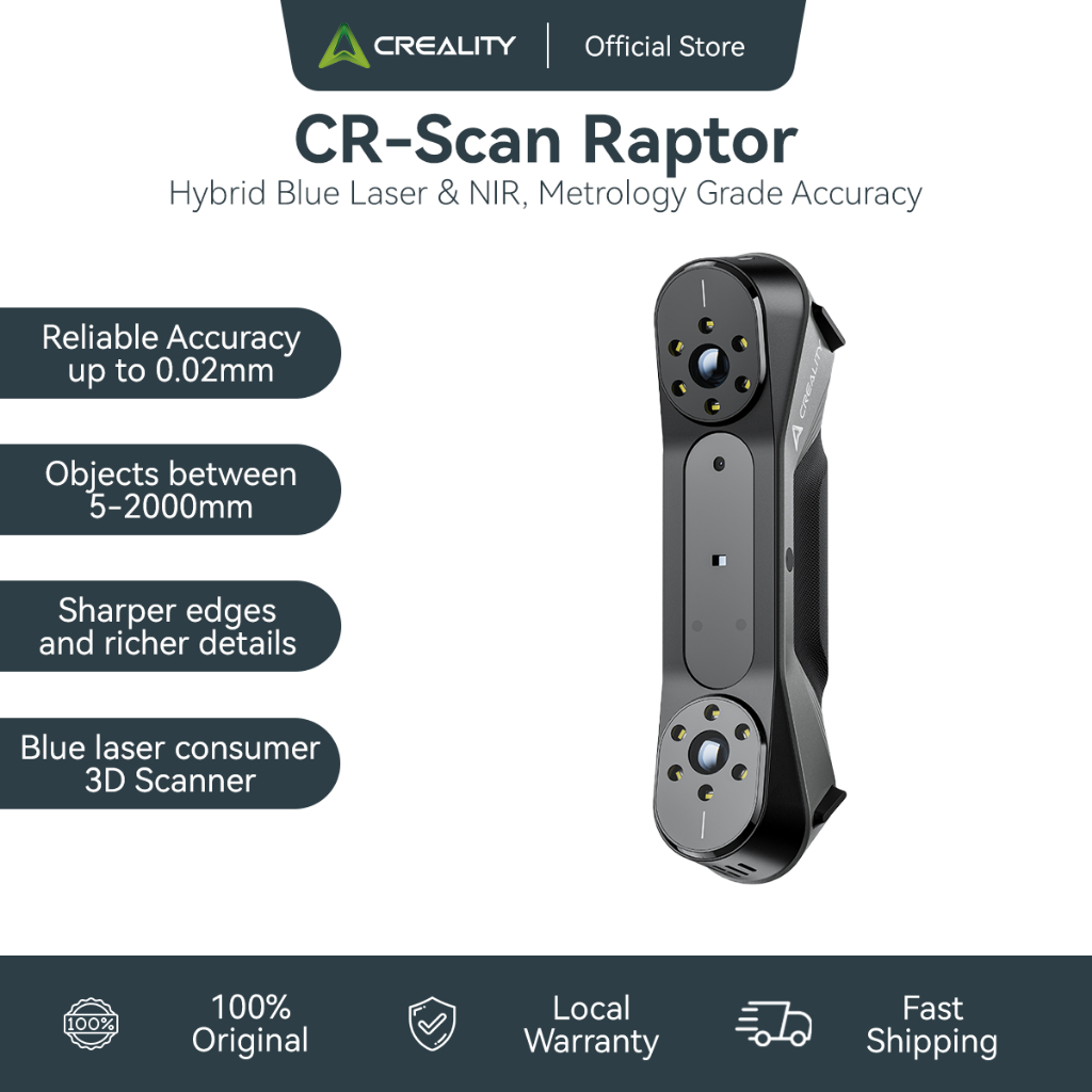 Creality CR-Scan Raptor 3D Scanner with 7 Blue Parallel Laser Lines ...