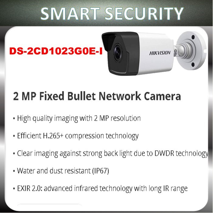 HIKVISION HIK DS-2CD1023G0E-I(L) 2.0MP POE IP 2MP 4mm 1080P FULL HD ...
