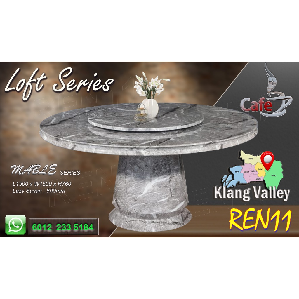 Dining Table ，Meja makan , Marble Table Top 1350/1500 Round - Klang ...
