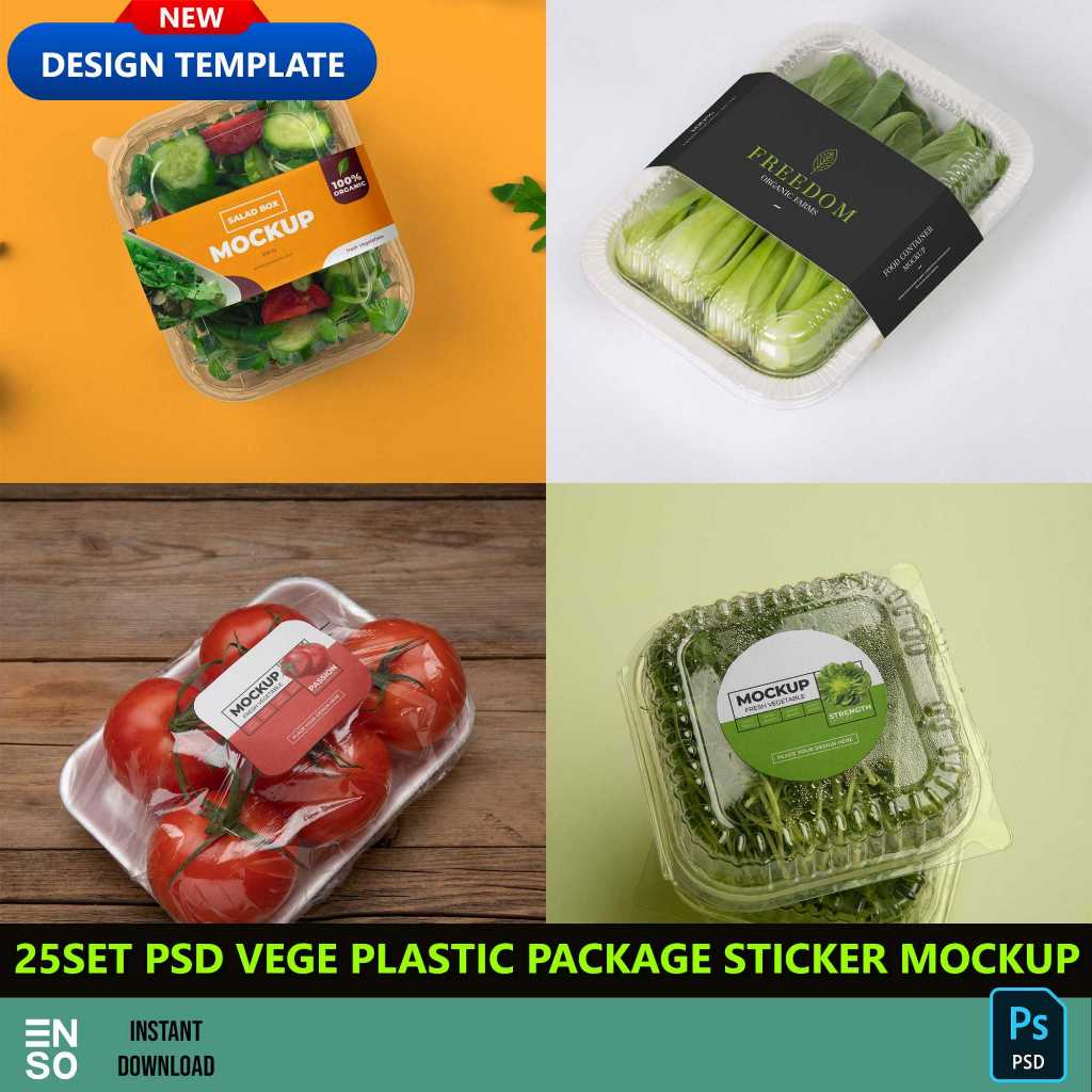 25-Set PSD Vegetables Packaging Sticker Label Mockup | PHOTOSHOP Mockup ...