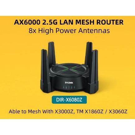 D-Link WiFi 6 DIR-X6080Z AX6000 2.5G Multi Gigabit LAN High Power ...