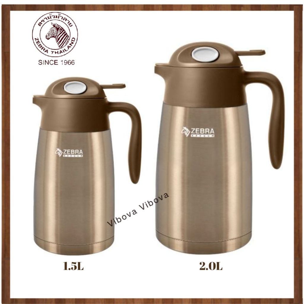 Zebra SUS304 Vacuum JUG SMART III 1.5L, 2.0L, thermo jug , Double Insulation, Stainless Steel ...