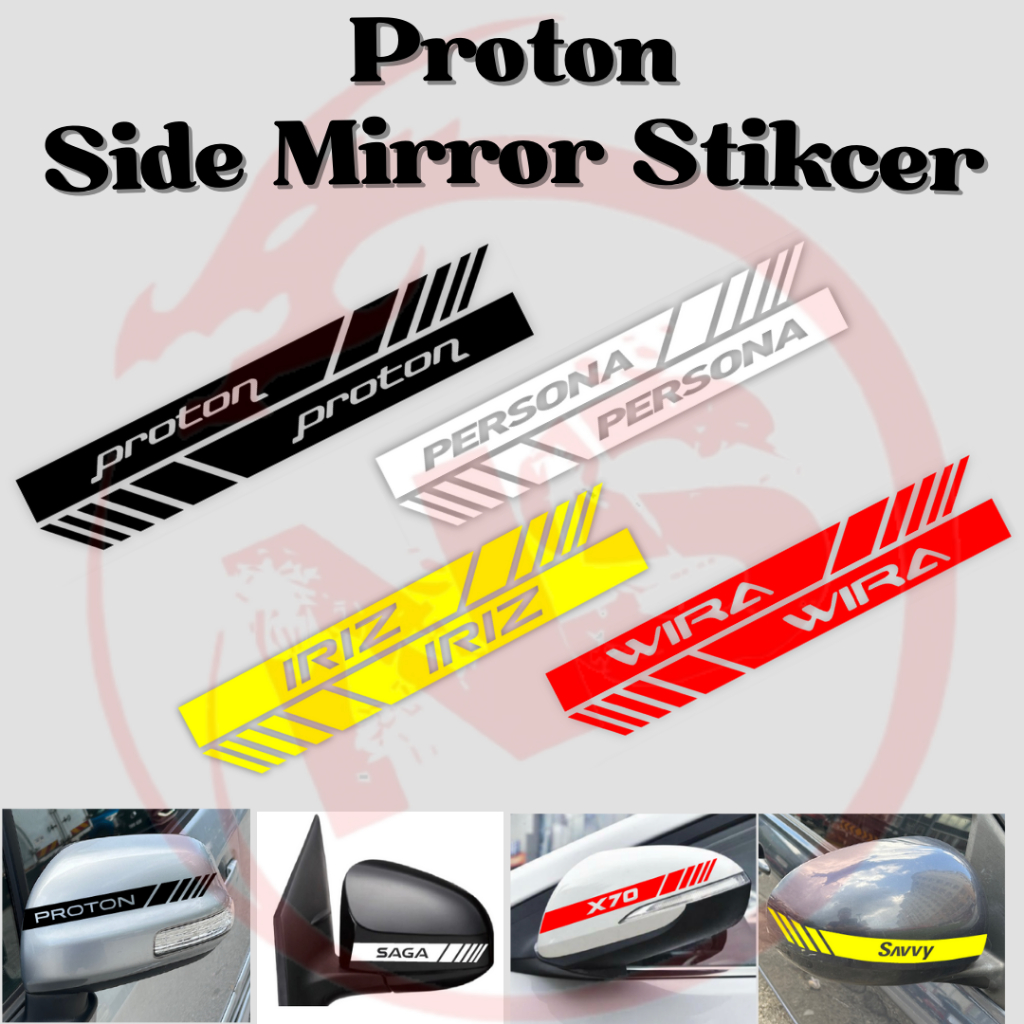 2pcs Proton Side Mirror Sticker Wira, Waja, Savvy, Exora, Saga, Iriz ...