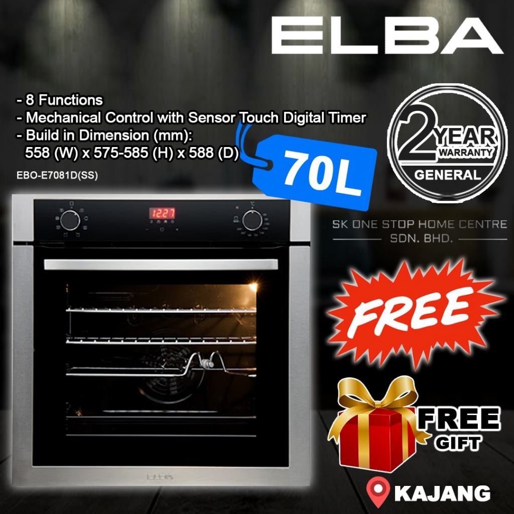 (AUTHORISED DEALER) ELBA Built In Oven 67L/70L (STAINLESS STEEL) EBO ...