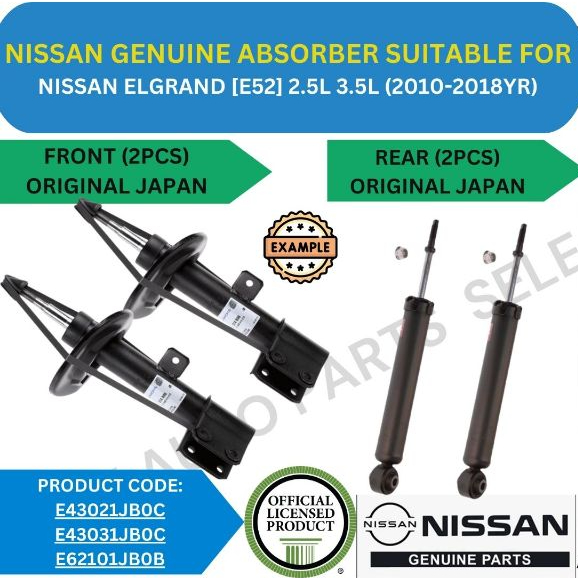 NISSAN GENUINE ABSORBER (FRONT, REAR) FOR NISSAN ELGRAND [E52] 2.5L 3.5L (2010-2018YR) - JAPAN ...