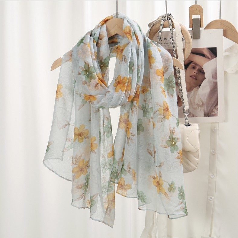 Ironless shawl cotton long wide tudung corak bunga printed hijab ...