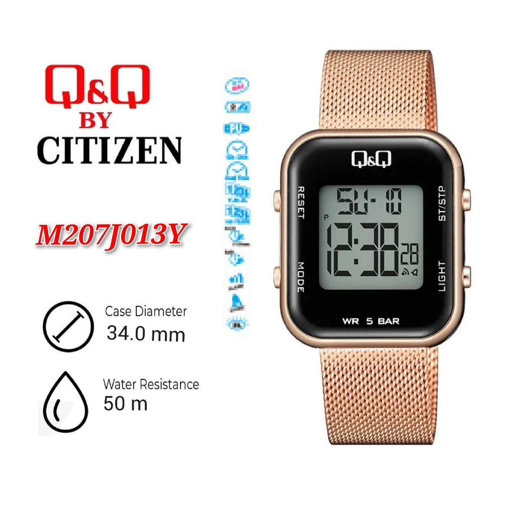Q&Q Japan by Citizen Unisex Resin Digital Watch M207 / M207J013Y ...