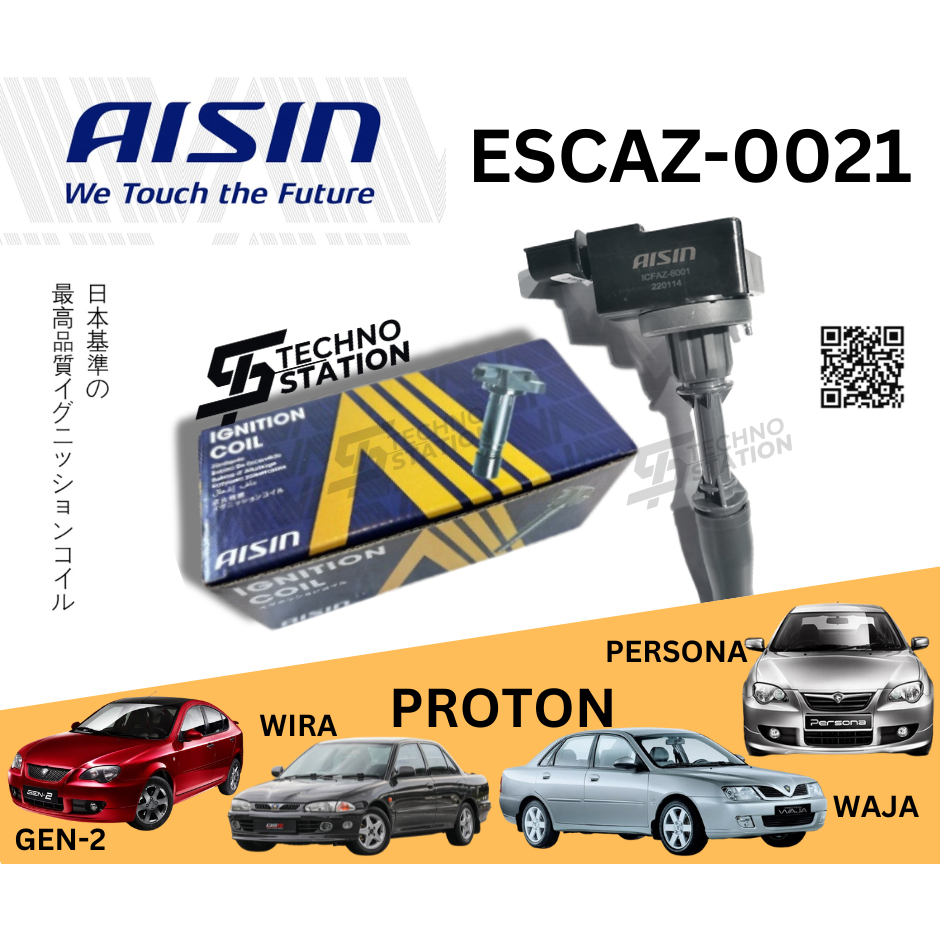 AISIN ADVICS ESCAZ-0021 IGNITION COIL For Proton Wira VDO Persona Gen-2 Waja OEM: PW550619 ...