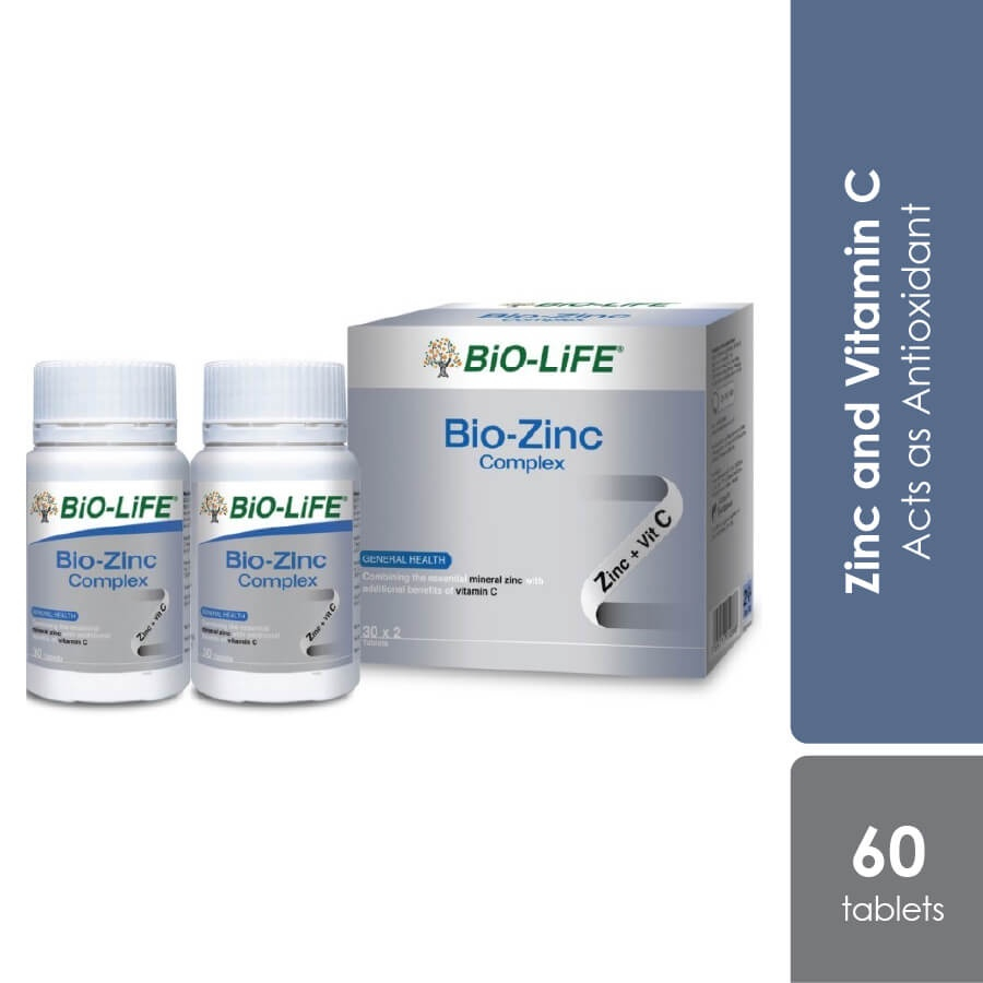 Bio-Life Bio-Zinc Complex / Zink dan Vitamin C (60s Tablets / 2 x 30s ...