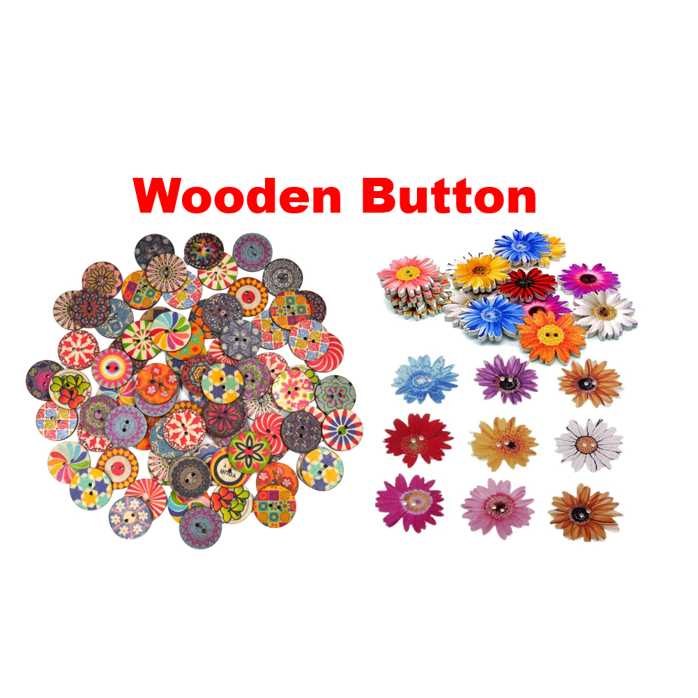 [DIY KRAFT] Colourful Wooden Button /Flower Wooden Button /Wooden ...