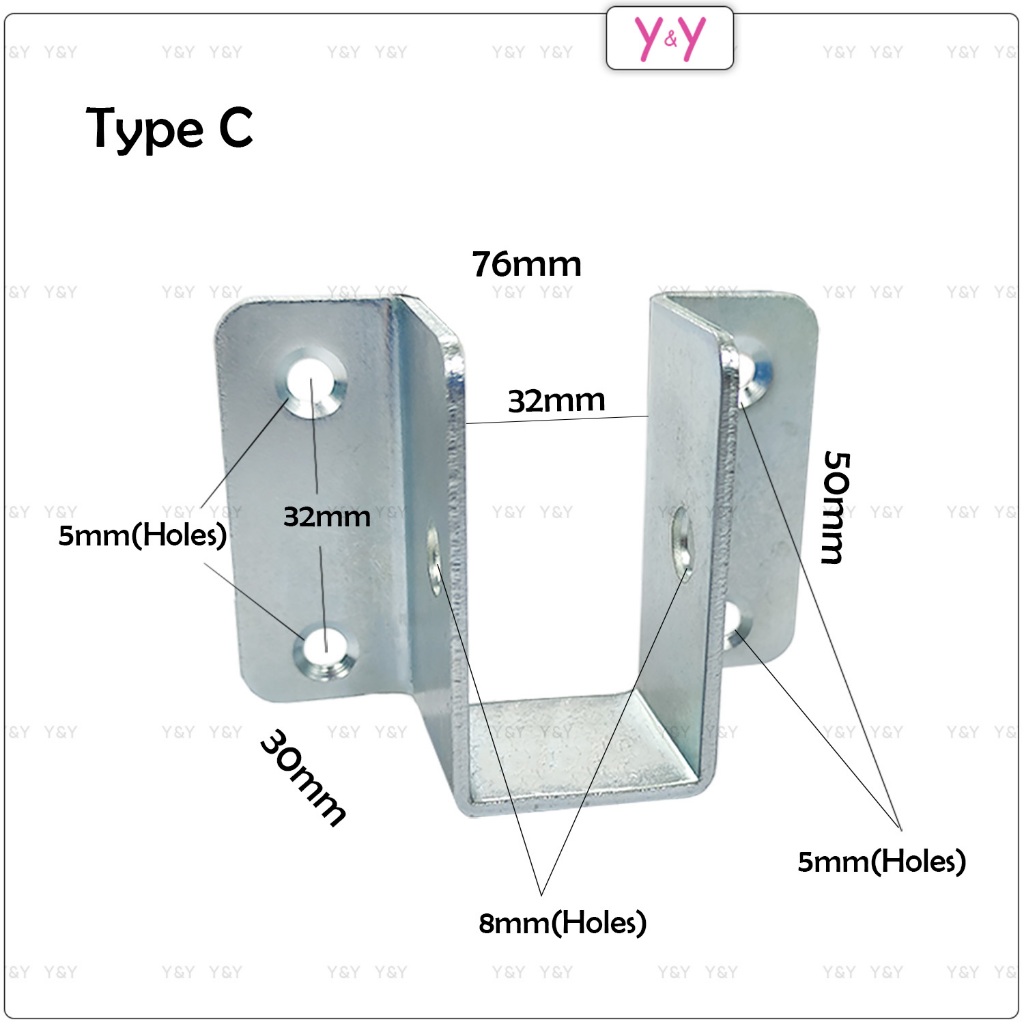 Y&Y Eco Bed Frame U Bracket / U Shaped Bed Hinge Beam Connector ...