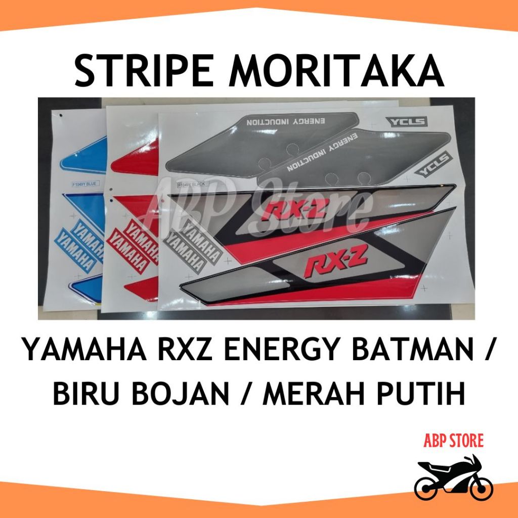 Stripe Moritaka Sticker Body Stiker Yamaha RXZ Energy Batman / Biru Bojan / Merah Putih - F1049 ...