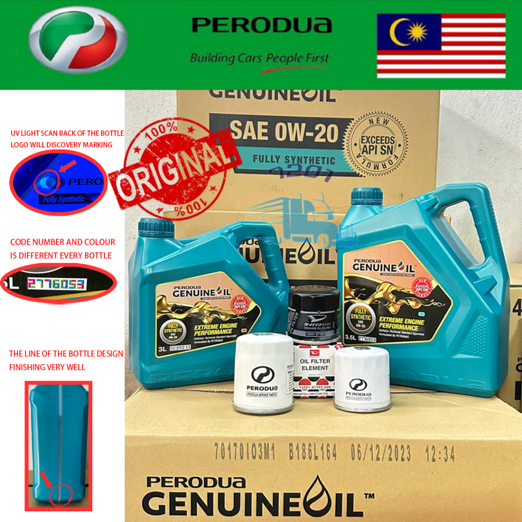 NEW 100%ORIGINAL PERODUA FULLY SAE ENGINE OIL 0w20 3.5L/3.0L Axia/Bezza ...