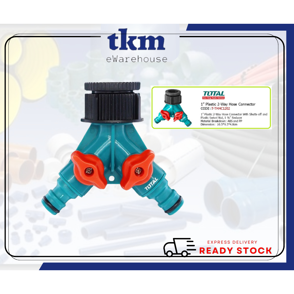 [TKM] TOTAL-T-THHC1202 1" PLASTIC 2 WAY HOSE CONNECTOR TOTAL GARDEN ...