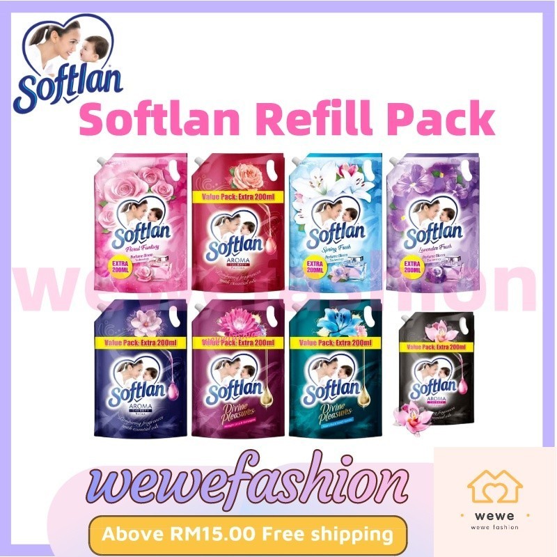 READY STOCK!!!SOFTLAN FABRIC SOFTENER 1500ML/1600ML REFILL Value Pack ...