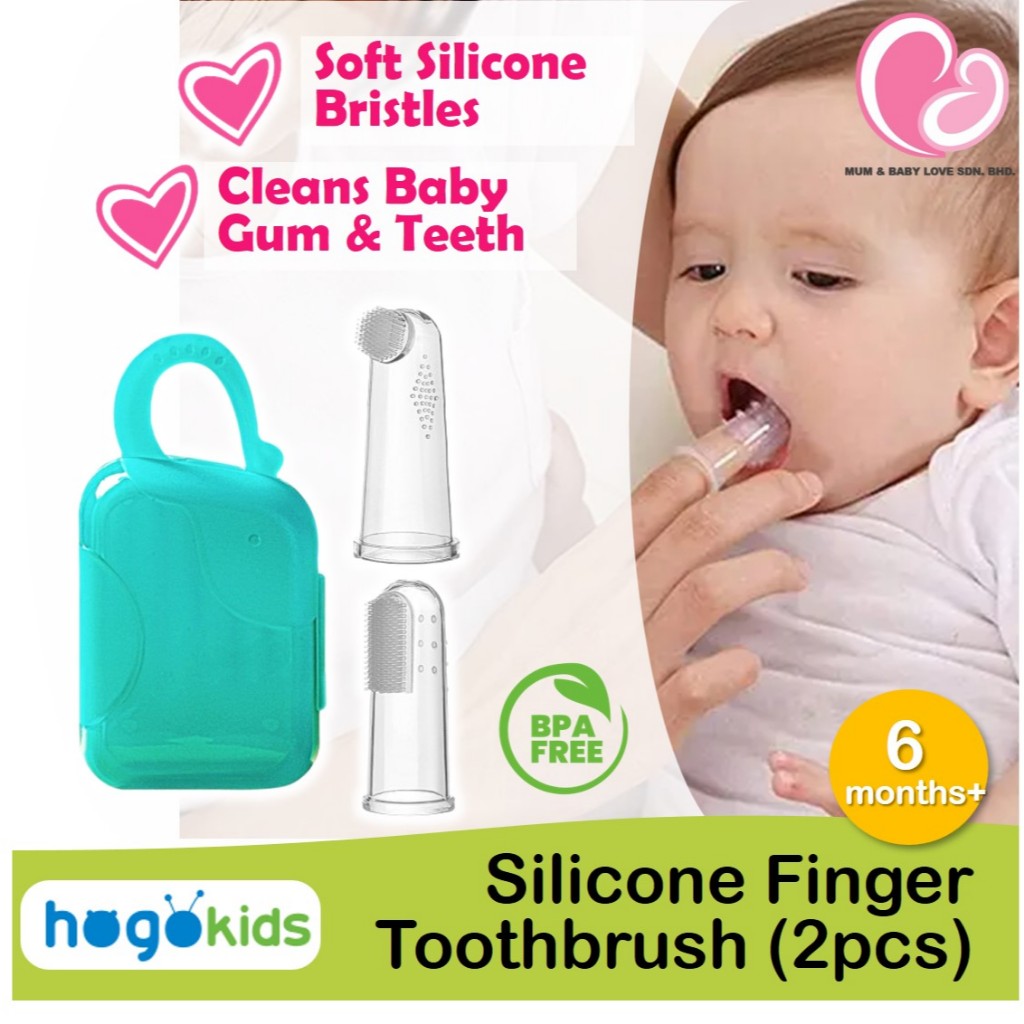 Hogokids Silicone Finger Toothbrush Baby (2pcs) with Storage Box ...