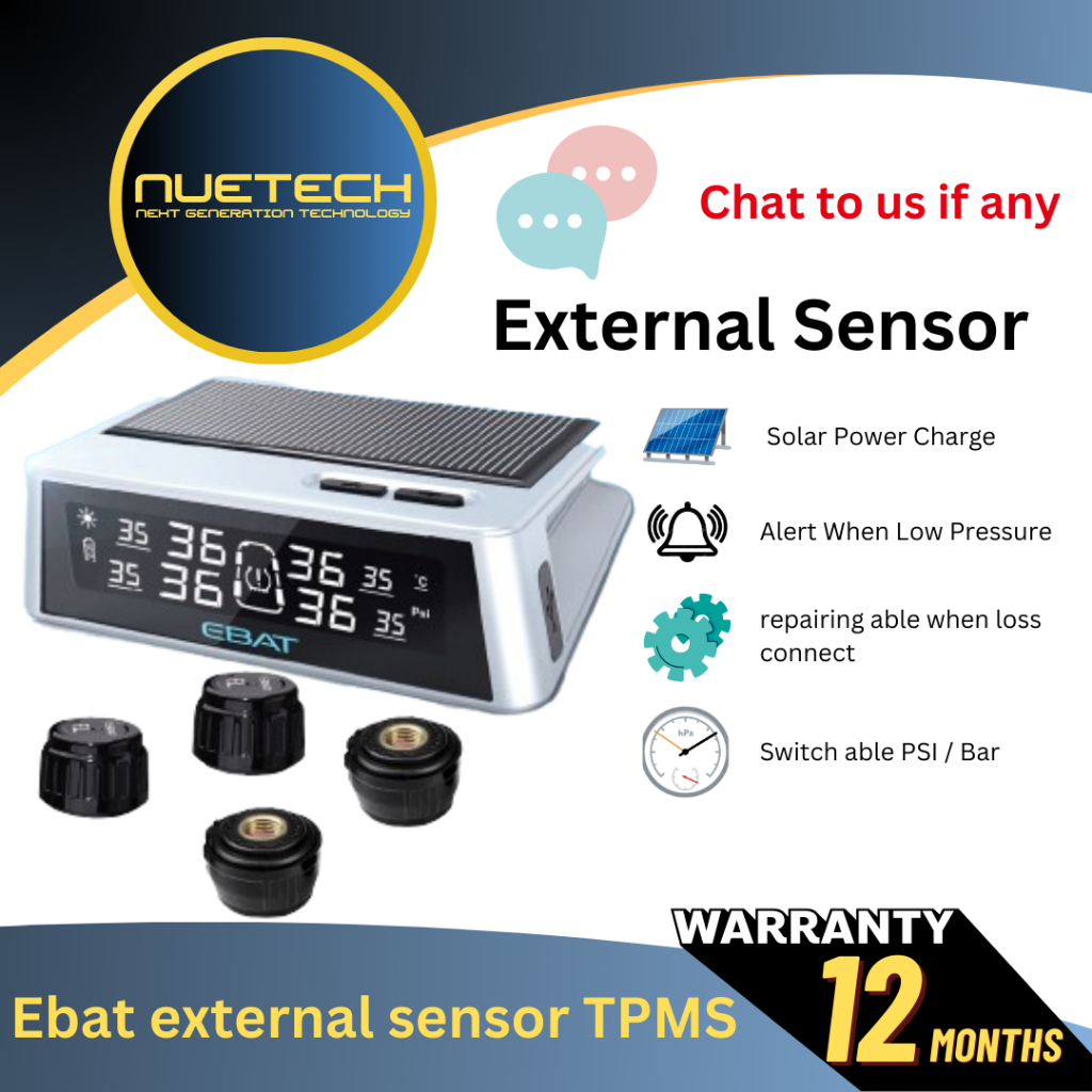 EBAT TPMS Solar Powered Tire Pressure Monitoring System | Real-Time ...
