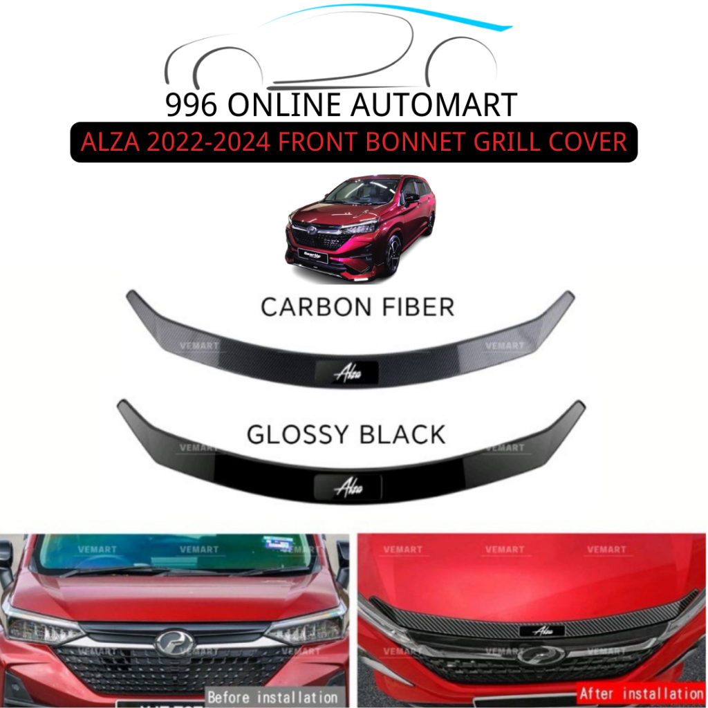 PERODUA ALZA 2022-PRESENT FRONT BONNET GRILL GRILL COVER CARBON FIBER ...