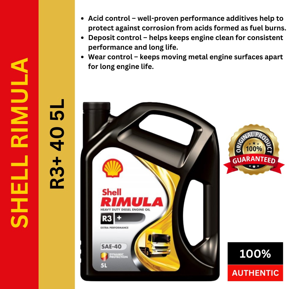 550044657 Shell Rimula R3+ 40 5 Litre MINYAK HITAM LORI 100% Original ...