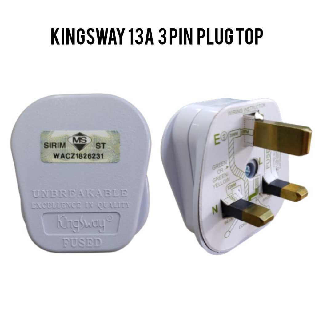 KINGSWAY 13A 250V ac Resilient Plug fitted with 13A fuse link (WHITE ...