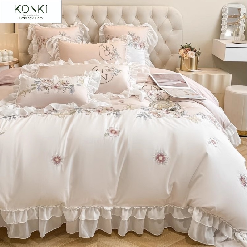 10.10 Sales Hello Bobo 100% Cotton Flower Embroidery Fitted Sheet with ...