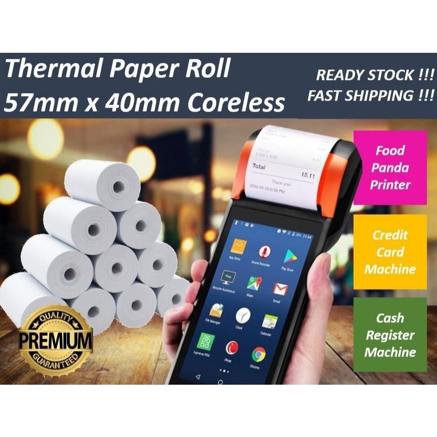 Thermal Paper Roll 57mm X 40mm coreless/Topup / SRS / Portable Printer ...