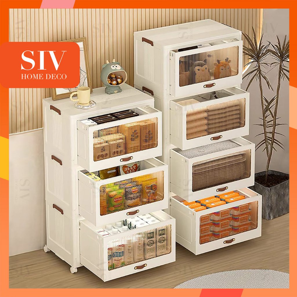 (Easy Installation) SIV 2-5 Tiers Foldable Drawer Cabinet Folding ...