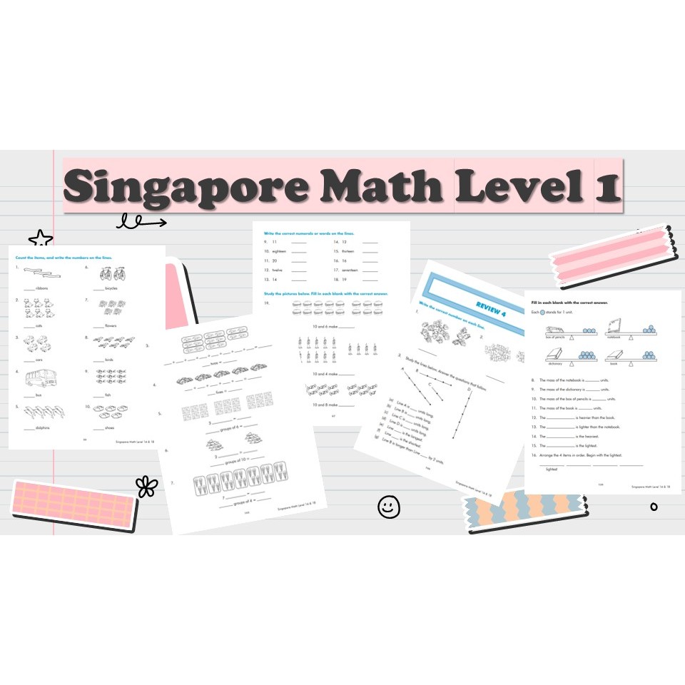 [PRE354] 258 pages Singapore Math Level 1 Worksheet for Pre-school PDF version 电子书 (answer ...