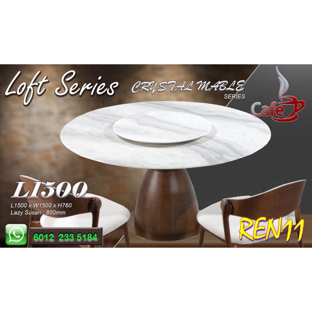 Dining Table ，Meja makan , Crystal Marble Table Top 1300mm Round ...