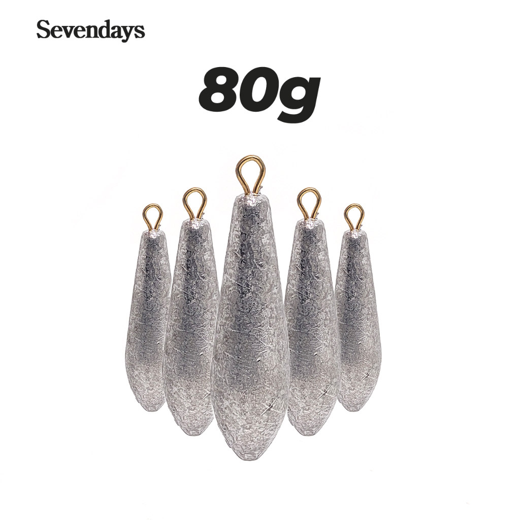 [5 PCS] Long Drop Lead Sinker (10g - 200g) Batu Ladung Timah Pancing ...