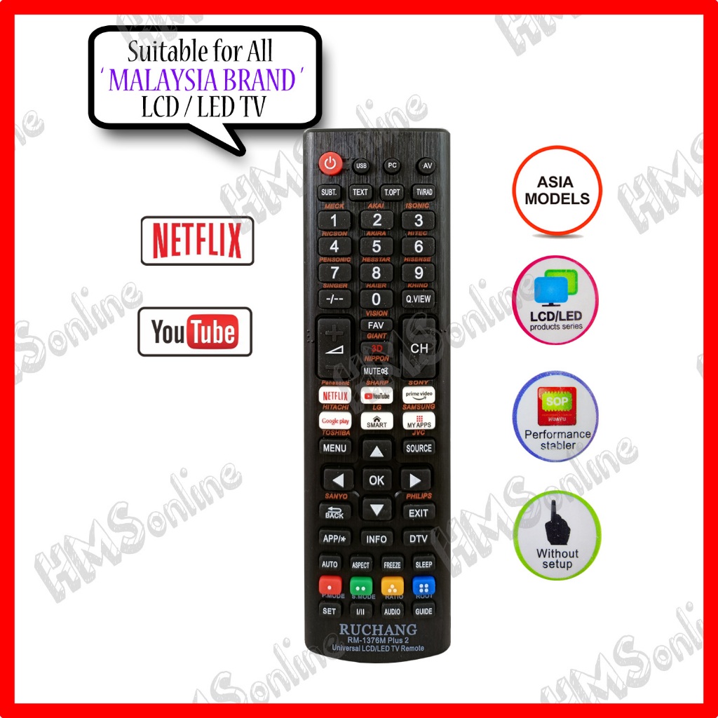 CRC-L1376M UNIVERSAL LED/LCD TV REMOTE CONTROL | Shopee Malaysia
