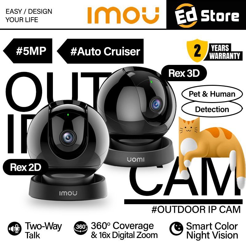 Dahua IMOU Rex 2D/3D 5MP 3K Security CCTV Camera H.265 Wireless Wi-Fi ...