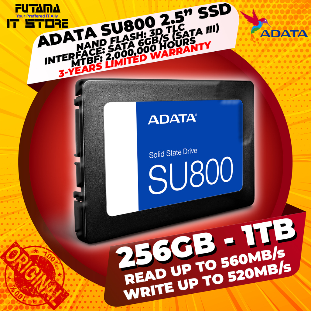 ADATA SU800 2.5" SATA Solid State Drive (SSD) - 256GB/512GB/1TB / Read ...