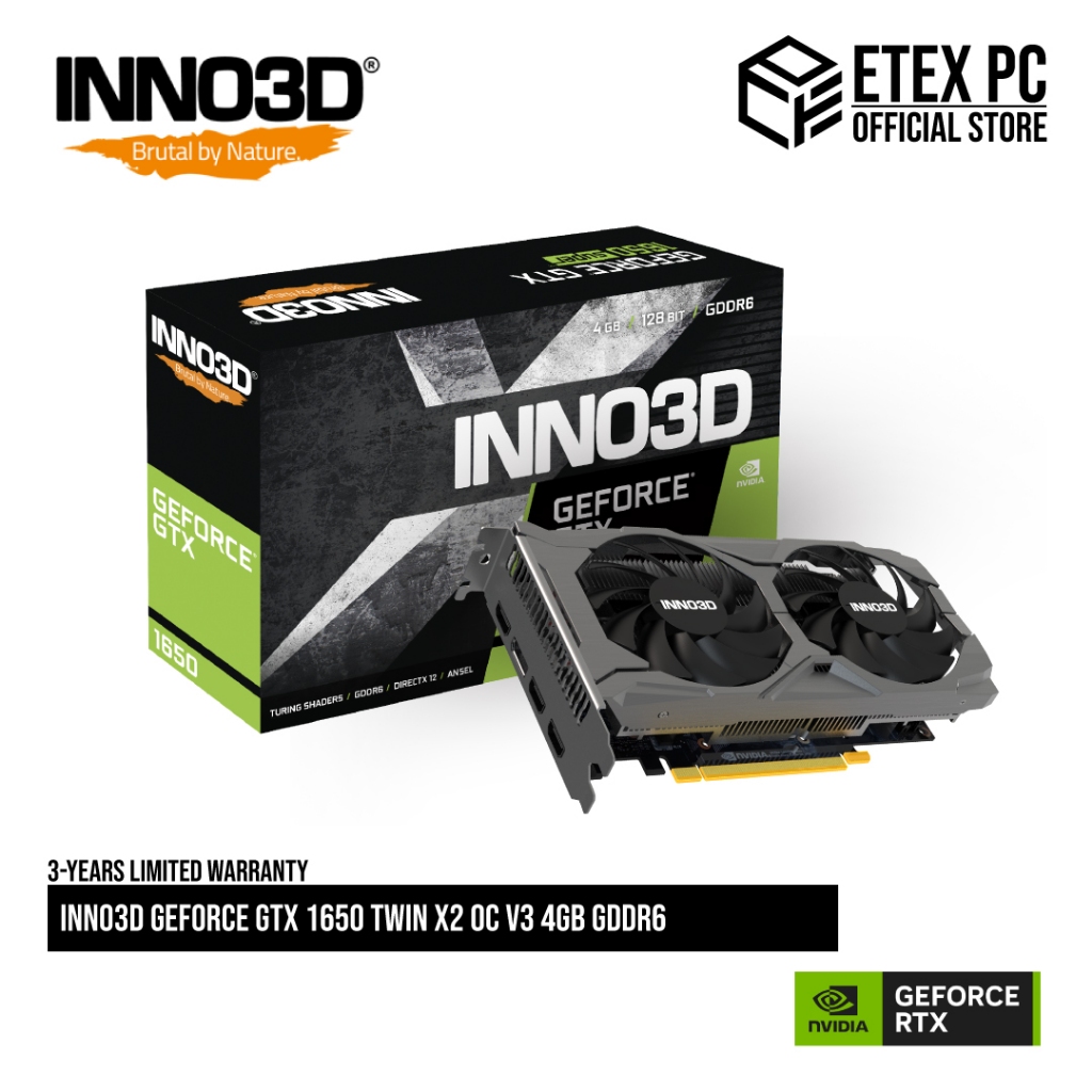 INNO3D GeForce GTX 1650 Twin X2 OC V3 4GB GDDR6 # N16502-04D6X-171330N | Shopee Malaysia